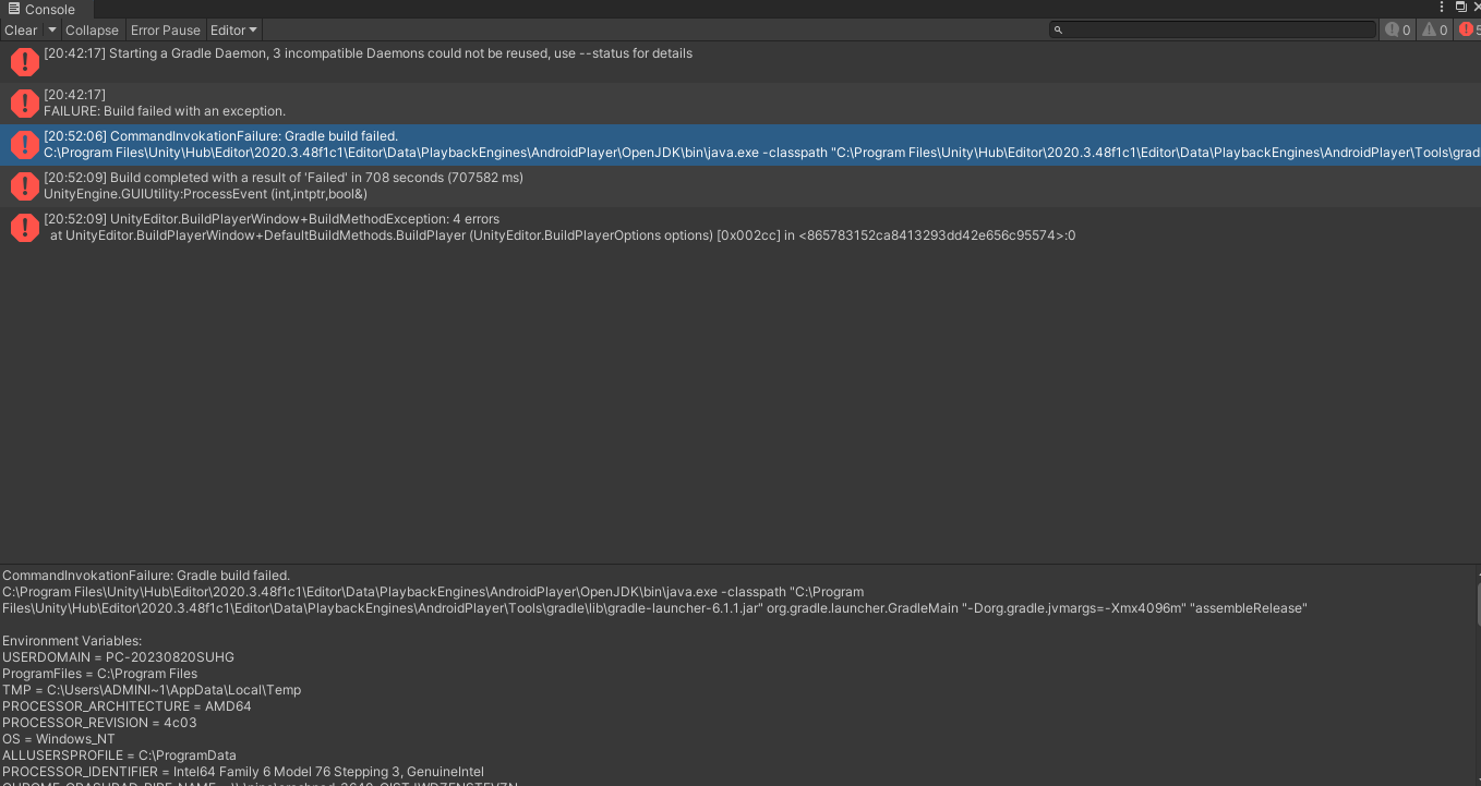 空包测试,导出android Apk失败 技术问答 Unity官方开发者社区
