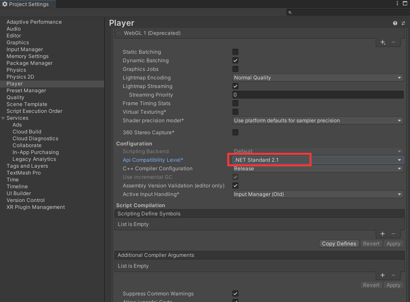Unity2021中，如何修改api Compatibility Level为 技术问答 Unity官方开发者社区 